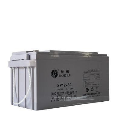 China Sacred Sun Rechargeable Lead Acid Battery 12V80Ah for UPS Power and Solar Energy Storage for sale