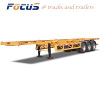 China Utility 40FT Hydraulic Lift Flatbed Container Carrier Trailer Hot Sale Good Performance 50 Ton Semi-Trailer Truck Traile for sale