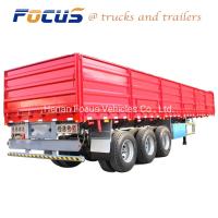 China 3 Axles 50t 40FT Flatbed Truck Trailer with Dropsides/Sideboards/Sidewall for Cargo Transportation for sale