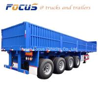 China 40t-60t 3/4 Axles Double Tyres 40FT Flatbed/Platform Truck Trailer with 800mm Dropsides/Fence for sale