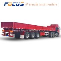 China 40t-60t 3/4 Axles Double Tyres 40FT Flatbed/Platform Truck Trailer with 800mm Dropsides/Fence for sale