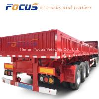 China 40t-60t 3/4 Axles Double Tyres 40FT Flatbed/Platform Truck Trailer with 800mm Dropsides/Fence for sale