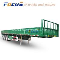 China 40t-60t 3/4 Axles Double Tyres 40FT Flatbed/Platform Truck Trailer with 800mm Dropsides/Fence for sale