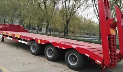China 3axles 60tons Excavator Transport Lowboy Low Bed Lowbed Truck Semi Trailer for sale