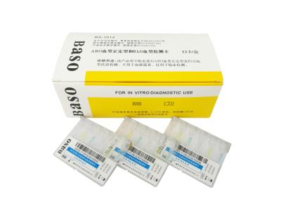 China ABO And RhD Blood Typing Card With 6 Wells/Card 12 Cards/Box for sale