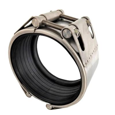 China Stainless Steel HDPE Pipe Coupling Leak Repair Clamp DN25-DN500 34-530mm Diameter for sale