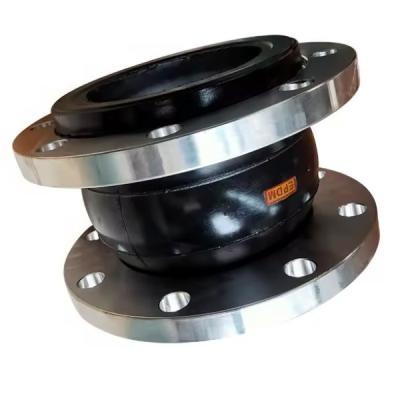 China PN16 DN150 Oil Resistant NBR Single Sphere Flex Connector with Galvanized Carbon Steel Flanges - 180mm Length, 15° Deflection for sale