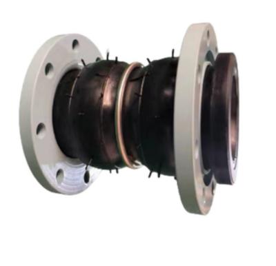 China DN200 Double Ball Rubber Expansion Joint with Booster Ring - 325mm Length, 35mm Axial Displacement for Industrial Pipeline Systems for sale