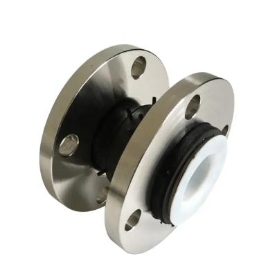 China DN50 SS304 PN16 Flange PTFE Lined Rubber Expansion Joint for Chemical Industry - 105mm Length, 10mm Axial Compression for sale