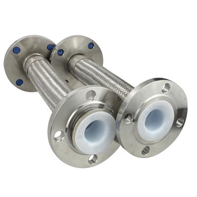 China DN200 PN16 PTFE-Lined Stainless Steel Flexible Hose 304 Metal Bellows with Flange Connection for sale