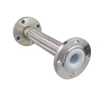 China PTFE Lined Metal Braided Hose DN8-400mm with Stainless Steel Flange for Acid/Alkali Resistance for sale