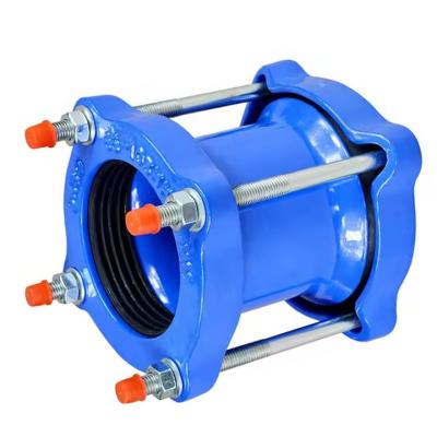 China DN150 Flexible Gibault Joint Ductile Cast Iron Universal Coupling for PVC Pipes - 220mm Length, 4-M16 Bolts for sale