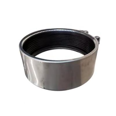 China SS304 Stainless Steel Rubber Waterproof Single Belt Joint Pipe Leakage Clamp DN25-DN500 33-533mm OD for sale