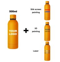China Touch Rubber Paint Double Wall Vacuum Flask Tumbler 500ml Stainless Steel Water Bottles for sale