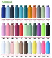 China Touch Rubber Paint Double Wall Vacuum Flask Tumbler 500ml Stainless Steel Water Bottles for sale