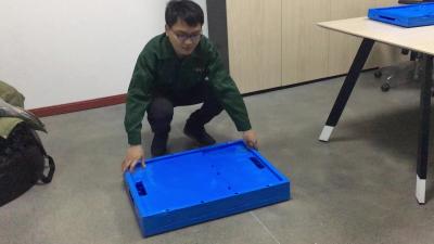 China Collapsible Plastic Food Grade Storage Box Container , Blue Fruit Warehouse Pallet Box for sale
