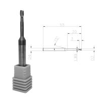 China WXSOON 55HRC 2-Flute 2mm Tungsten Carbide End Mill for Metal Cutting - 55mm Total Length for sale