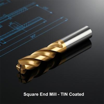 China Square Endtype End Mill with 30 Degrees Helix Angle and TiN Coating for Precise Milling and Slotting for sale