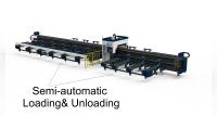 China 3 Chucks Fiber Laser Metal Cutting Machine Side Mounted Lathe Semi Automatic Loading for sale