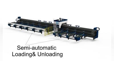 China 3 Chucks Fiber Laser Metal Cutting Machine Side Mounted Lathe Semi Automatic Loading for sale