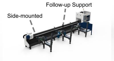 China 5500-6500mm Tube Length Tube Cutting Machine Side Mounted Lathe Follow Up Support for sale