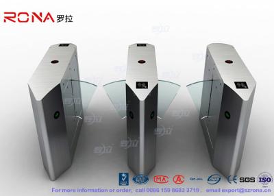 China Electric 316 SS Security Flap Barrier Turnstile Gate with IR Sensor & 13.56MHz Card Reader - 550mm Lane Width, 65kg Weight for sale