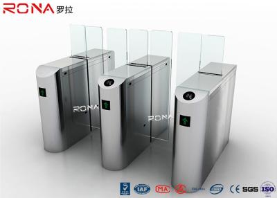 China 304 Stainless Steel Sliding Barrier Gate with 220V AC Servo Motor and Full Height Glass - 30 Persons/Minute Capacity for sale