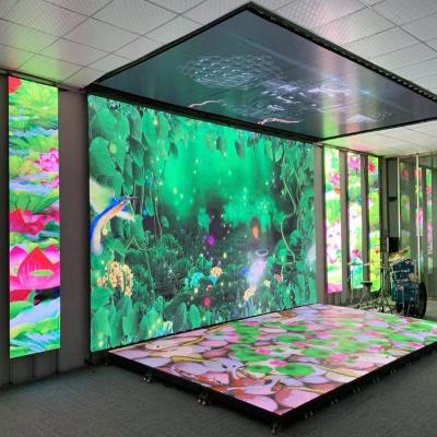 China Indoor Interactive LED Video Wall with 3.91mm Pixel Pitch 800-1000cd/m² Brightness and 170° Viewing Angle for Stage and Party for sale