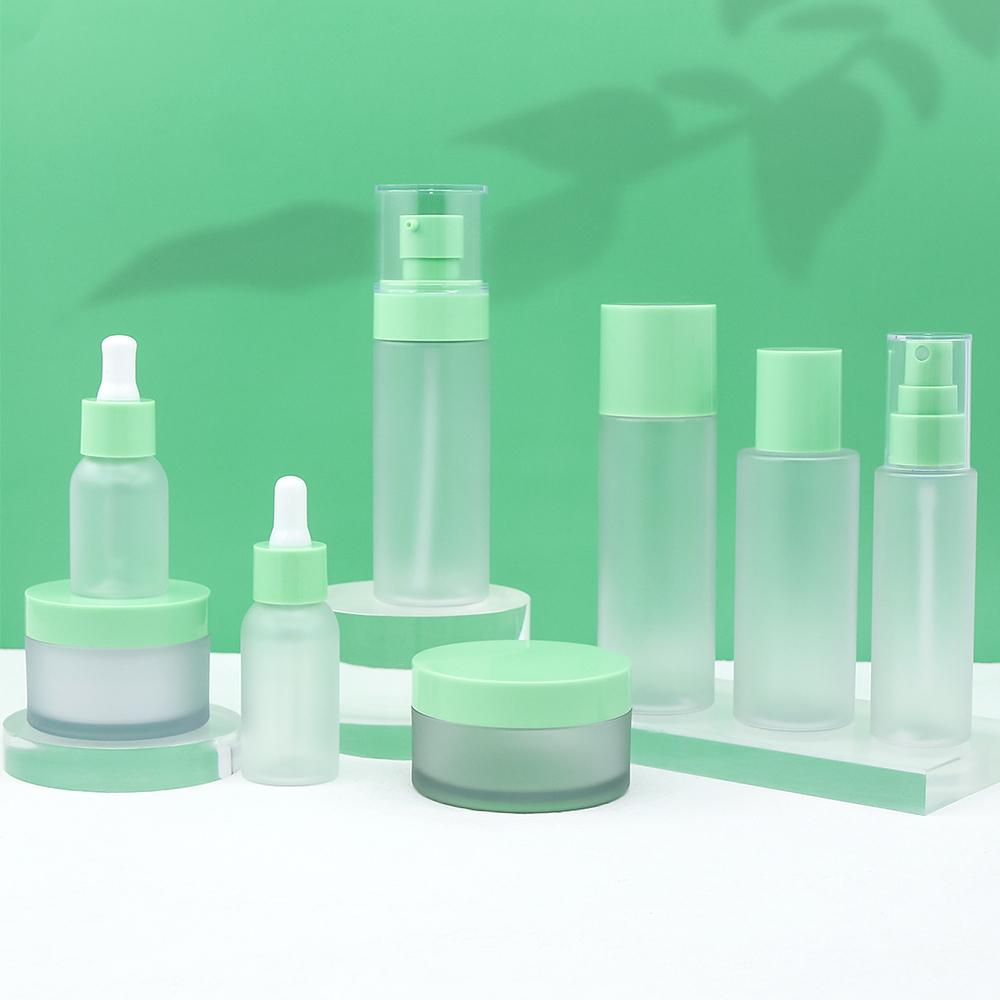 Sandblasted plastic makeup bottle set