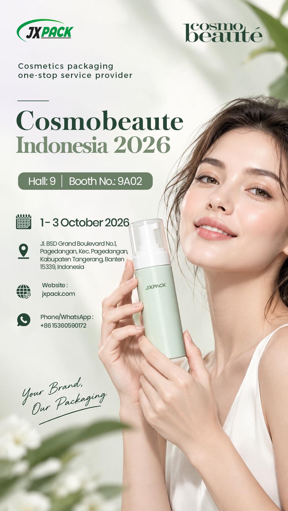 Meet JXPACK at Cosmobeaute Indonesia 2026, Hall 9 Booth 9A02, 1-3 October 2026