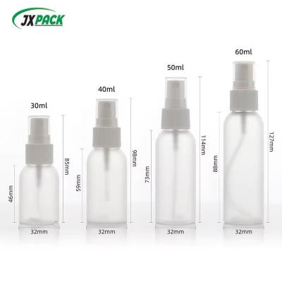 China 60ml 80ml 100ml White Clear Plastic Spray Bottle For Cosmetic Packaging Pet Fine Mist for sale