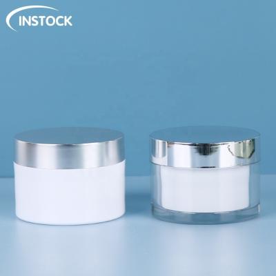 China 50g 1oz PETG Plastic Double Wall Cream Jar Containers For Body Eye Face for sale