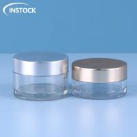 China Electroplated Lids PET Cosmetic Jar 15ml 30ml For Eye Face Body Cream Packaging for sale
