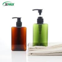 China 280ML Transparent Shampoo Bottle Square Flat Plastic Lotion Spray Bottle Screen Printing for sale