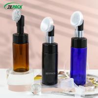 China Screen Printing Teal Black Foam Pump Bottle 3.5oz Round Shape For Luxury Shoe Cleaner for sale
