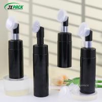 China 40ml Clear White Foam Pump Bottle Round Shape With Silicone Cleansing Brush for sale