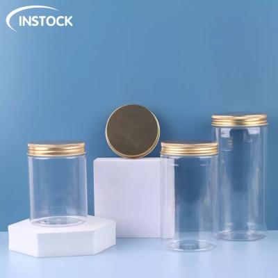 China Custom Logo Cream PET Plastic Jar 2oz 4oz 8oz 16oz With 68 Caliber White Lids for sale