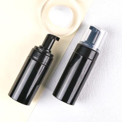 China Transparent PET Plastic Non Spill Refillable Foam Pump Bottle with Brush Head for Cosmetic Foam Dispenser for sale