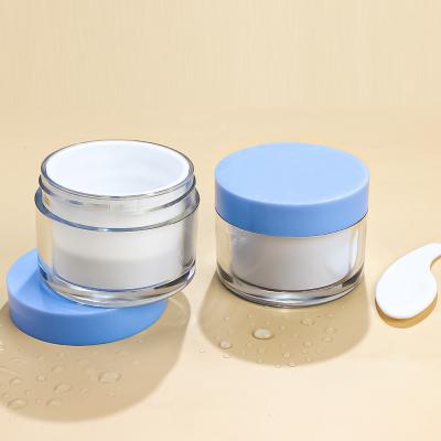 China Double-layer Plastic Inner Bottle Cosmetic Cream Jar with Food-grade PET Material and Transparent Design for sale