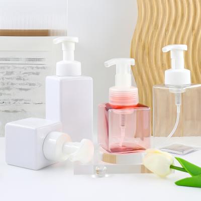 China Square Design Foam Pump Bottle with Fine Foam Dispensing and Recyclable PET Material for Skincare and Cleaning Products for sale