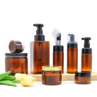 China Amber PET Cosmetic Bottle Set for UV-Sensitive Skincare Packaging for sale