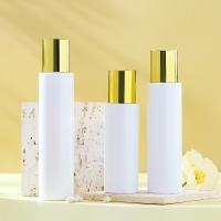 China Custom White PET Toner Bottle with Gold Cap for Premium Skincare Packaging for sale