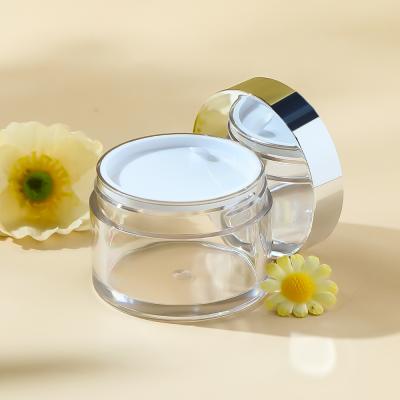 China Transparent PET Cream Jar with Silver-Plated Cap for 30ml/50ml/100ml Skincare Packaging for sale