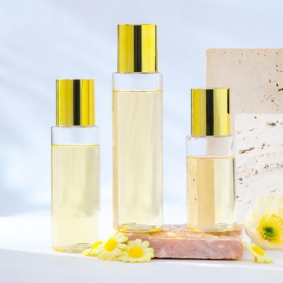 China Transparent PET Toner Bottle with Gold Cap for Skincare Brands for sale