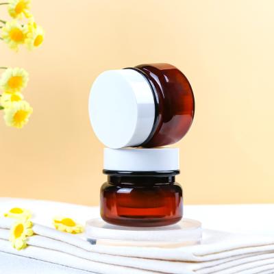 China Amber Plastic Cosmetic Jar with Inner Gasket for Light Protection and Recyclable Pharmaceutical Skincare Packaging for sale
