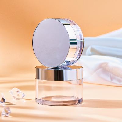 China Custom Luxury Plastic Cream Jar with Electroplated Silver Cap and Inner Cup for High-End Skincare Packaging for sale