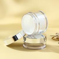 China Wholesale Thick Wall PET Cosmetic Cream Jar with Electroplated Silver Screw Cap and Inner Cup Design for sale