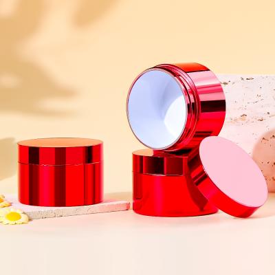 China Electroplated Cream Jar with High-Shine Metallic Finish, Double Wall Structure, and Customizable Colors for Luxury Cosmetic Packaging for sale