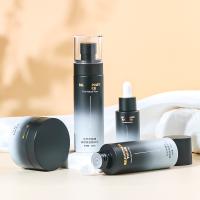 China PET Black & White Gradient Cosmetic Bottle - Refillable and Customizable Skincare Packaging for Serums and Lotions for sale