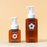 China Square Amber PET Foam Pump Bottle with Refillable Foaming Soap Dispenser for sale